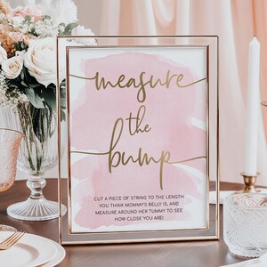 Printable Measure the Bump Game Sign and Cards Template, Pink ...