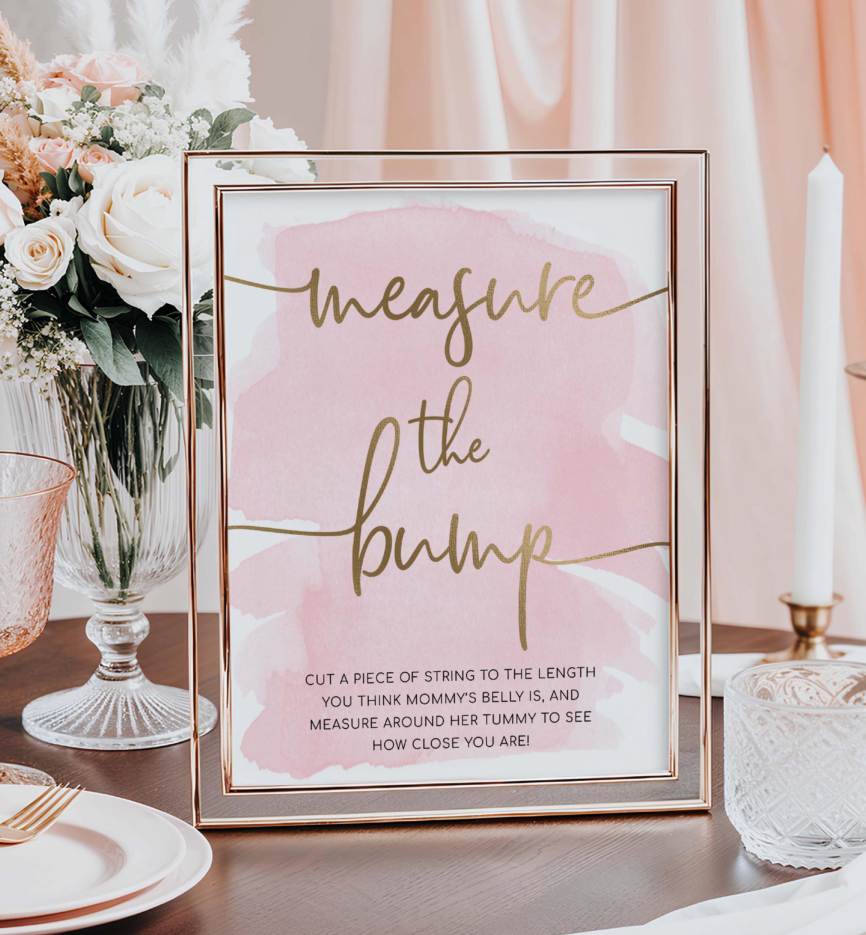 Printable Measure the Bump Game Sign and Cards Template, Pink ...