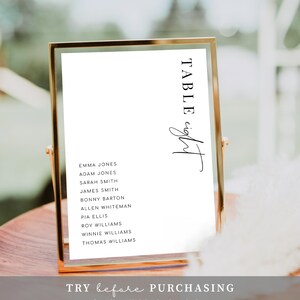 Printable Wedding Table Numbers, Modern Minimalist Wedding Seating ...