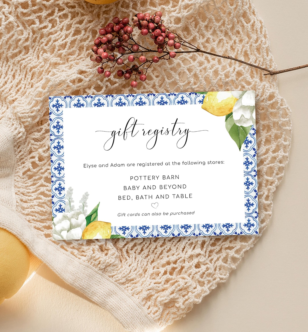 Editable Gift Registry Card - Wedding Gift Registry - Bridal Shower ...