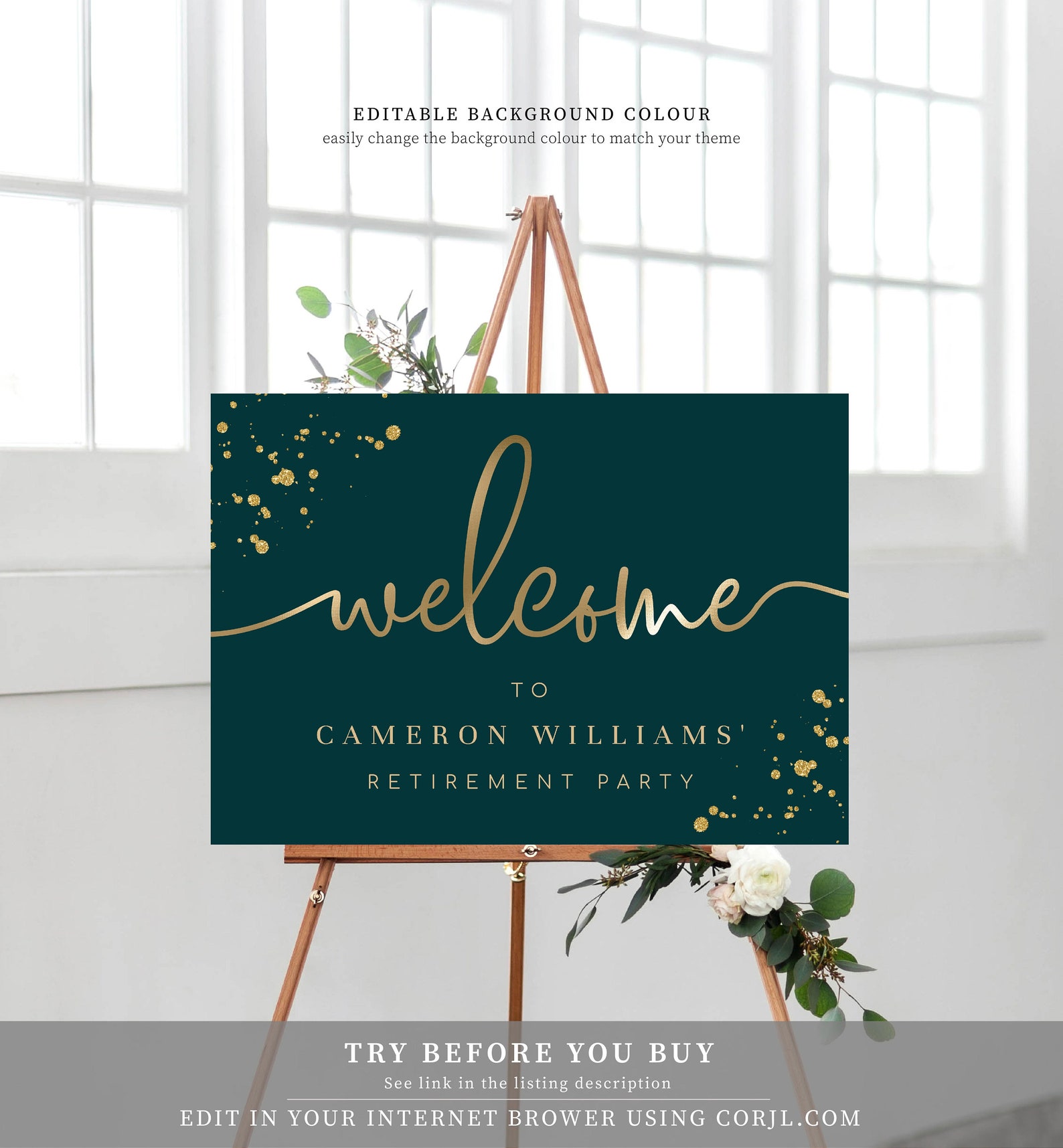 Editable Welcome Sign Navy Gold Printable Unisex Birthday | Etsy Australia