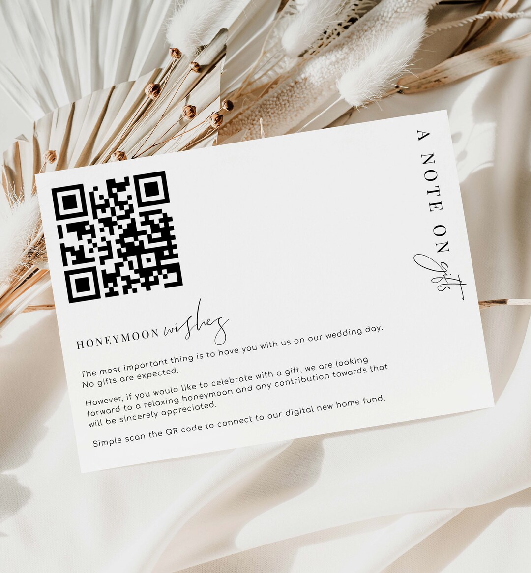 QR Code Wedding Honeymoon Wishes Card, Minimalist Wedding Wishing Well ...