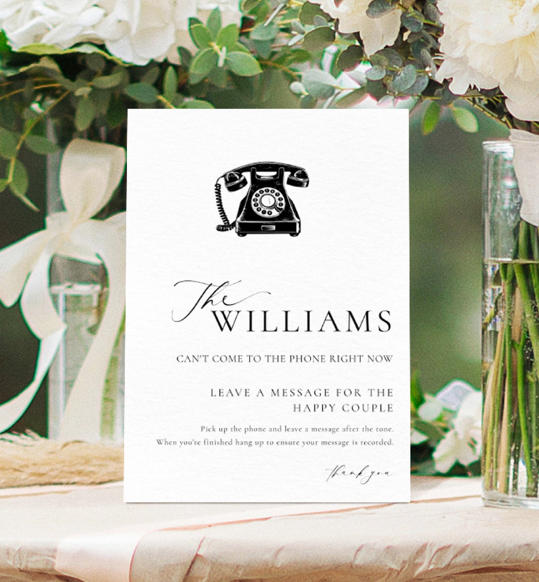 Printable Voicemail Audio Guestbook Sign, Minimalist Wedding Guestbook ...