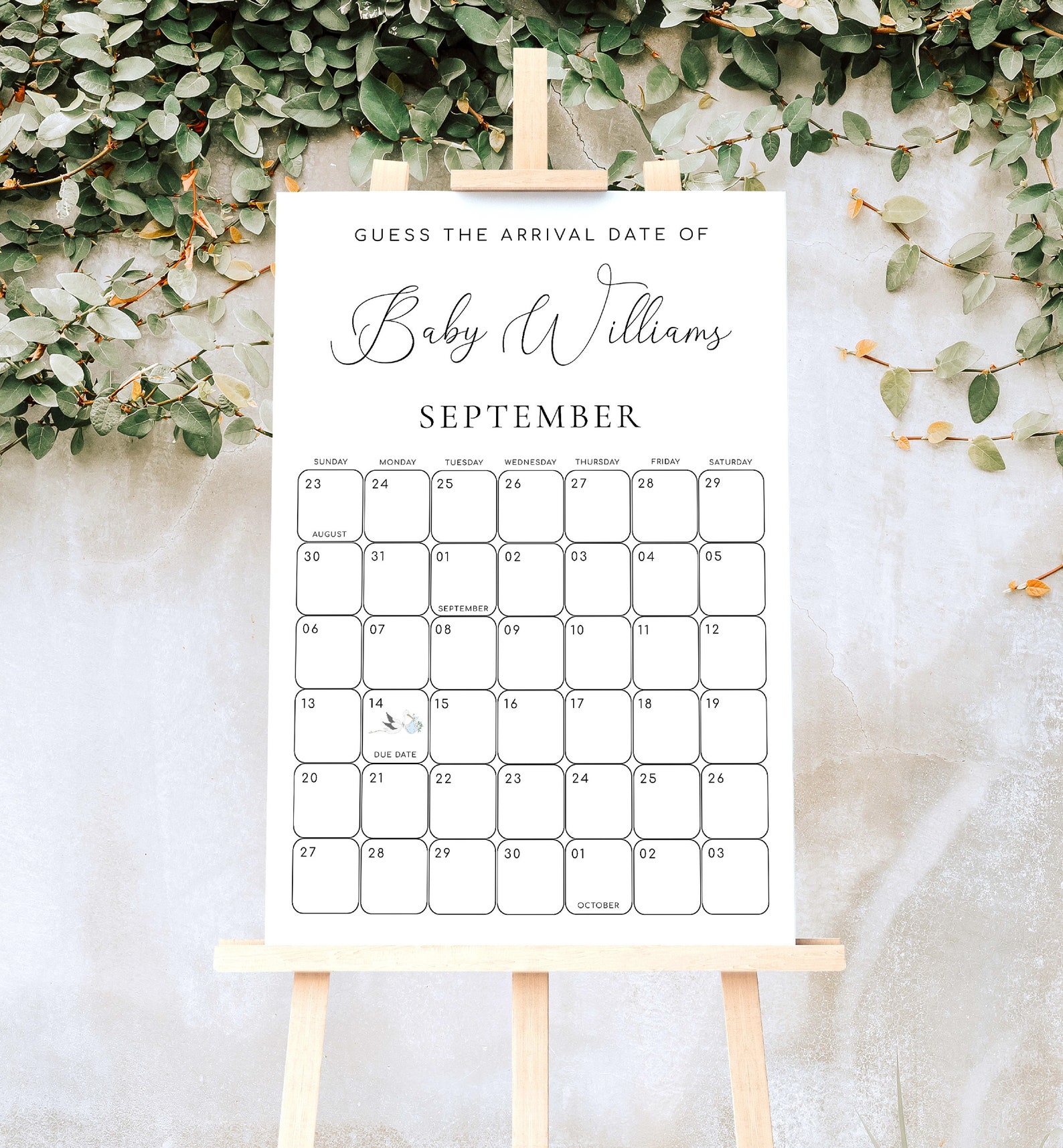 Guess the Arrival Date Game Sign, Minimalist Printable Guess the Due ...