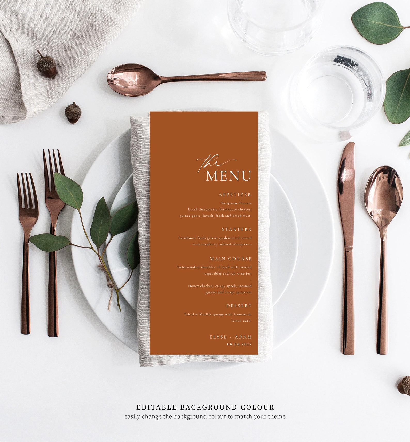 Wedding Menu Template Elegant Wedding Menu Editable Modern - Etsy Australia