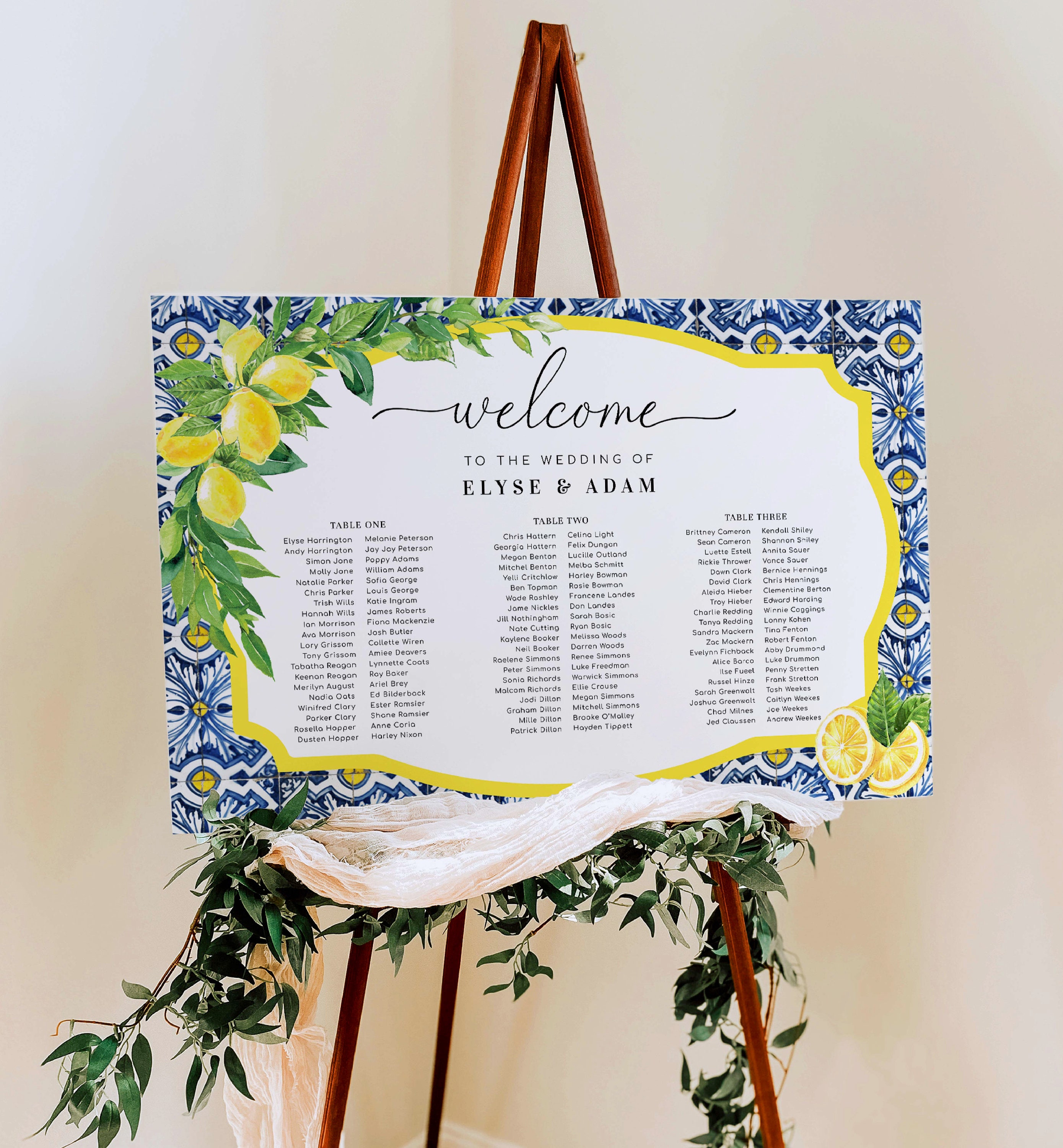 Printable Wedding 3 Banquet Table Plan, Italian Theme, Positano Blue ...