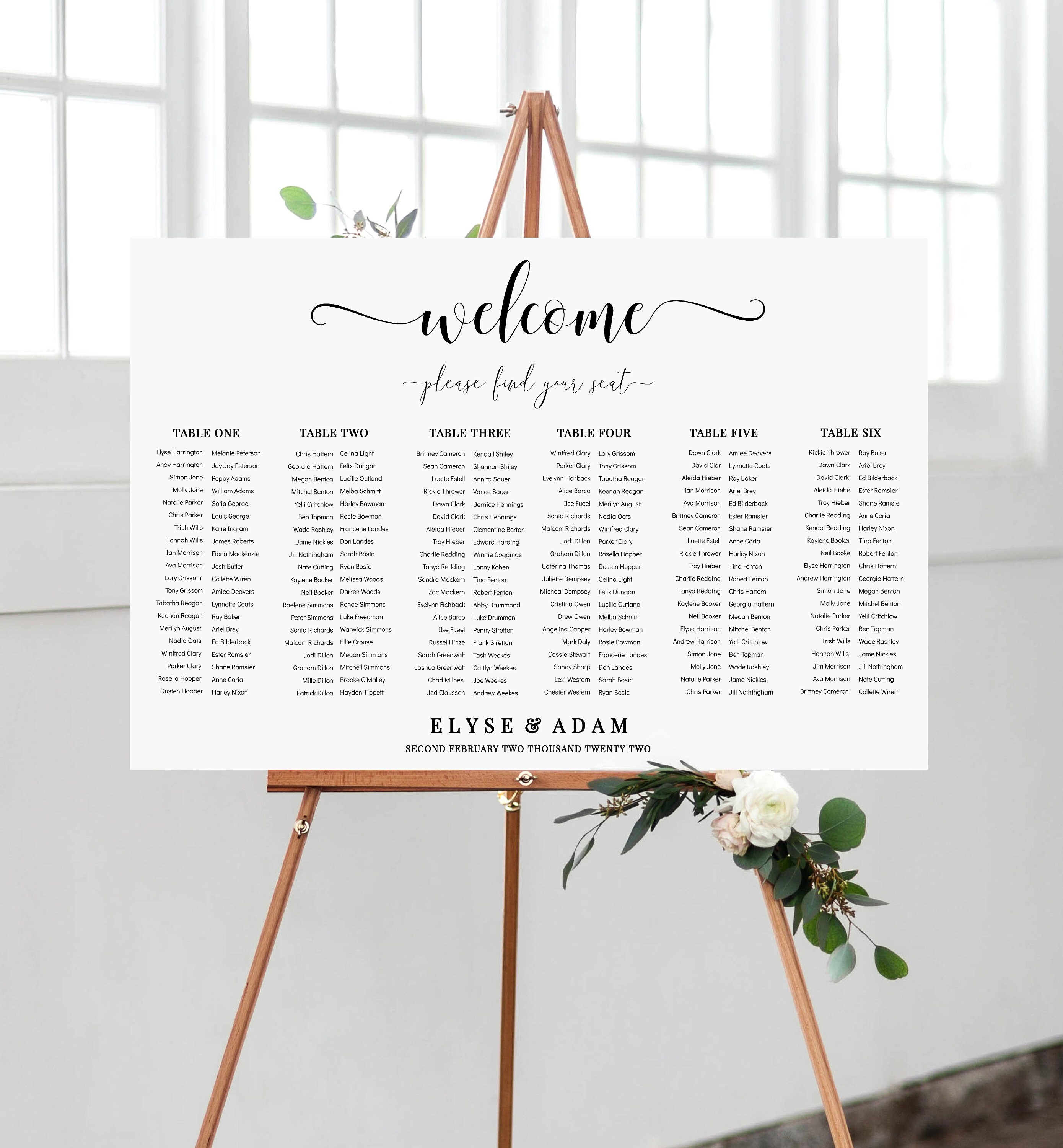 Printable 6 Long Table Seating Chart Printable Editable - Etsy Australia