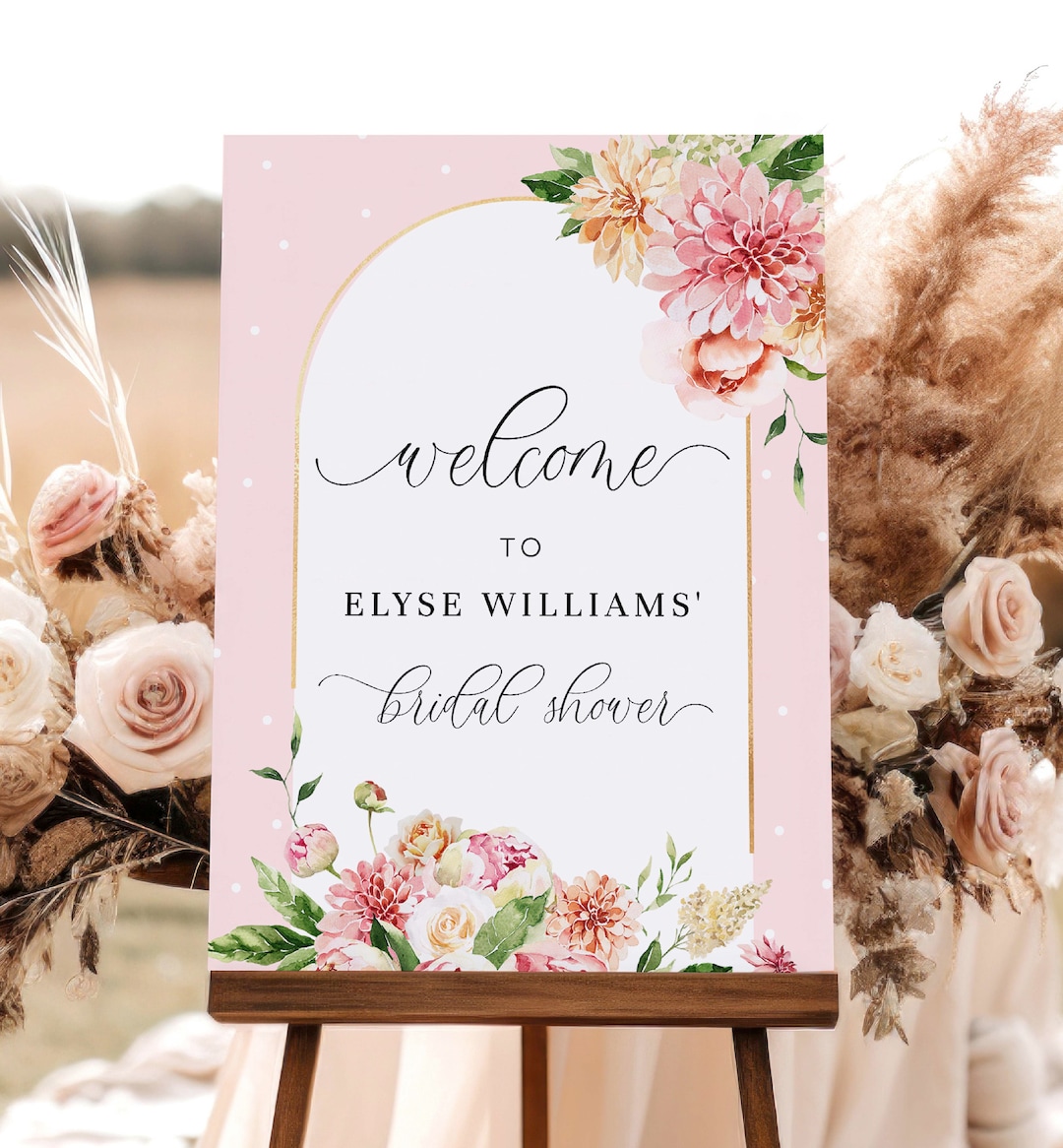 Spring Floral Welcome Sign Template, Printable Floral Bridal Shower ...