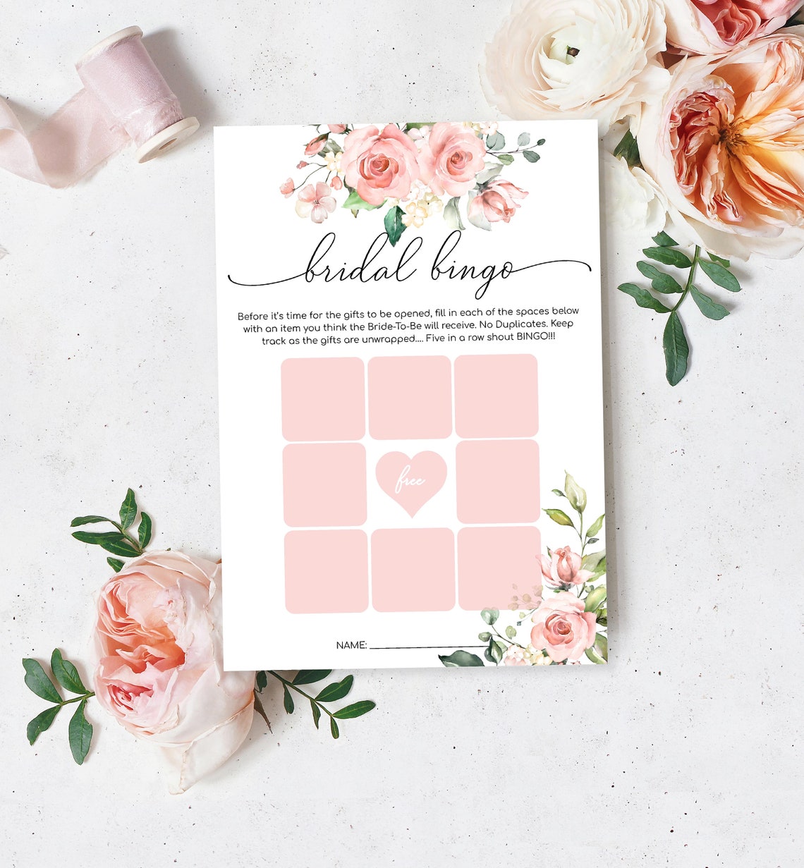 Printable Bridal Shower Bingo Game Bridal Shower Games - Etsy