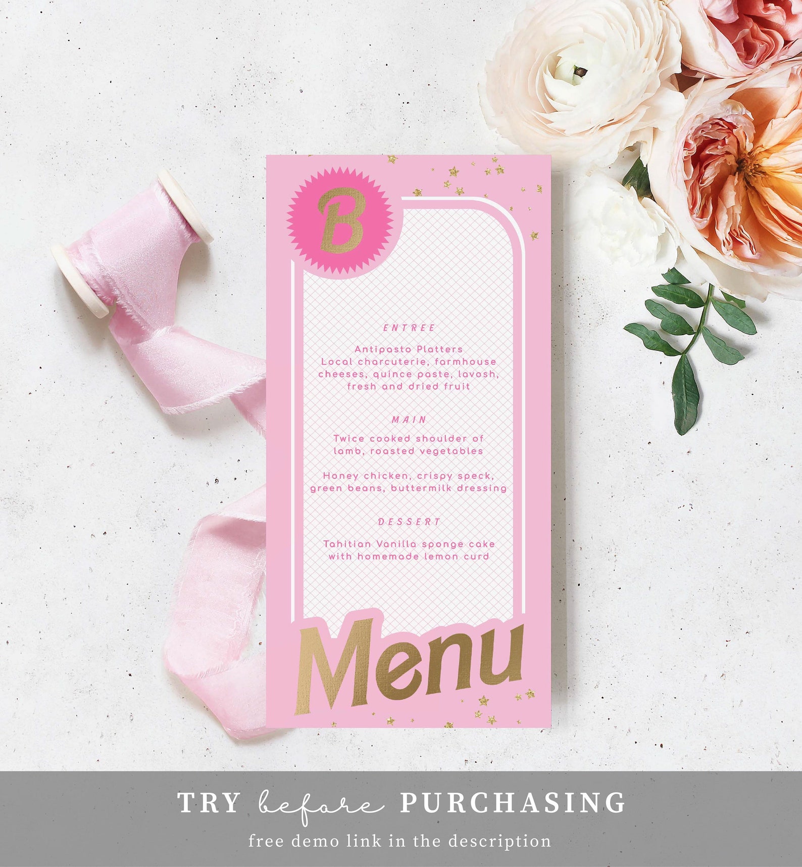 Editable Dinner Menu Printable Birthday Party Lunch Menu | Etsy Australia