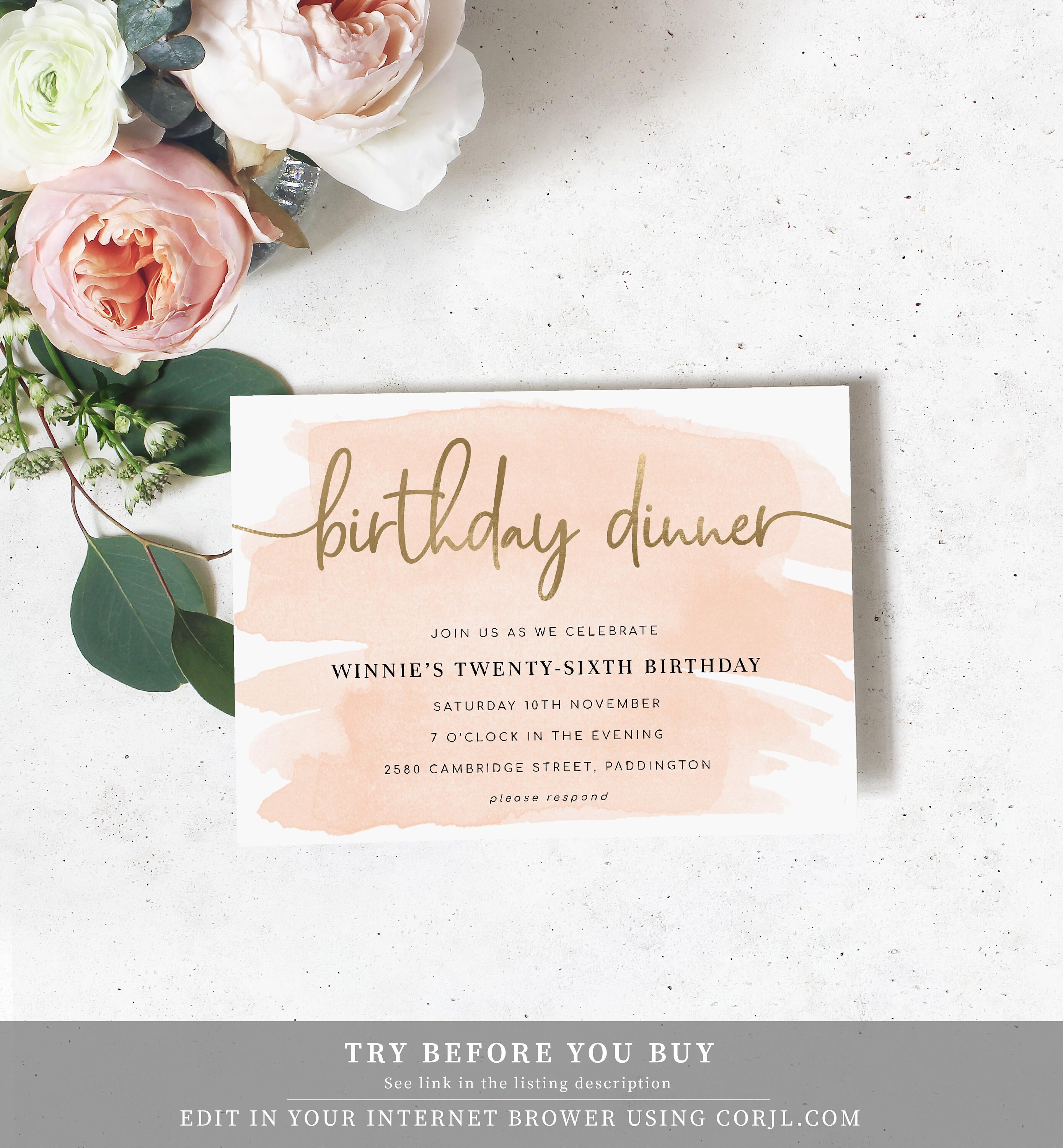 Birthday Dinner Party Invitation Printable Editable Corjl - Etsy Australia