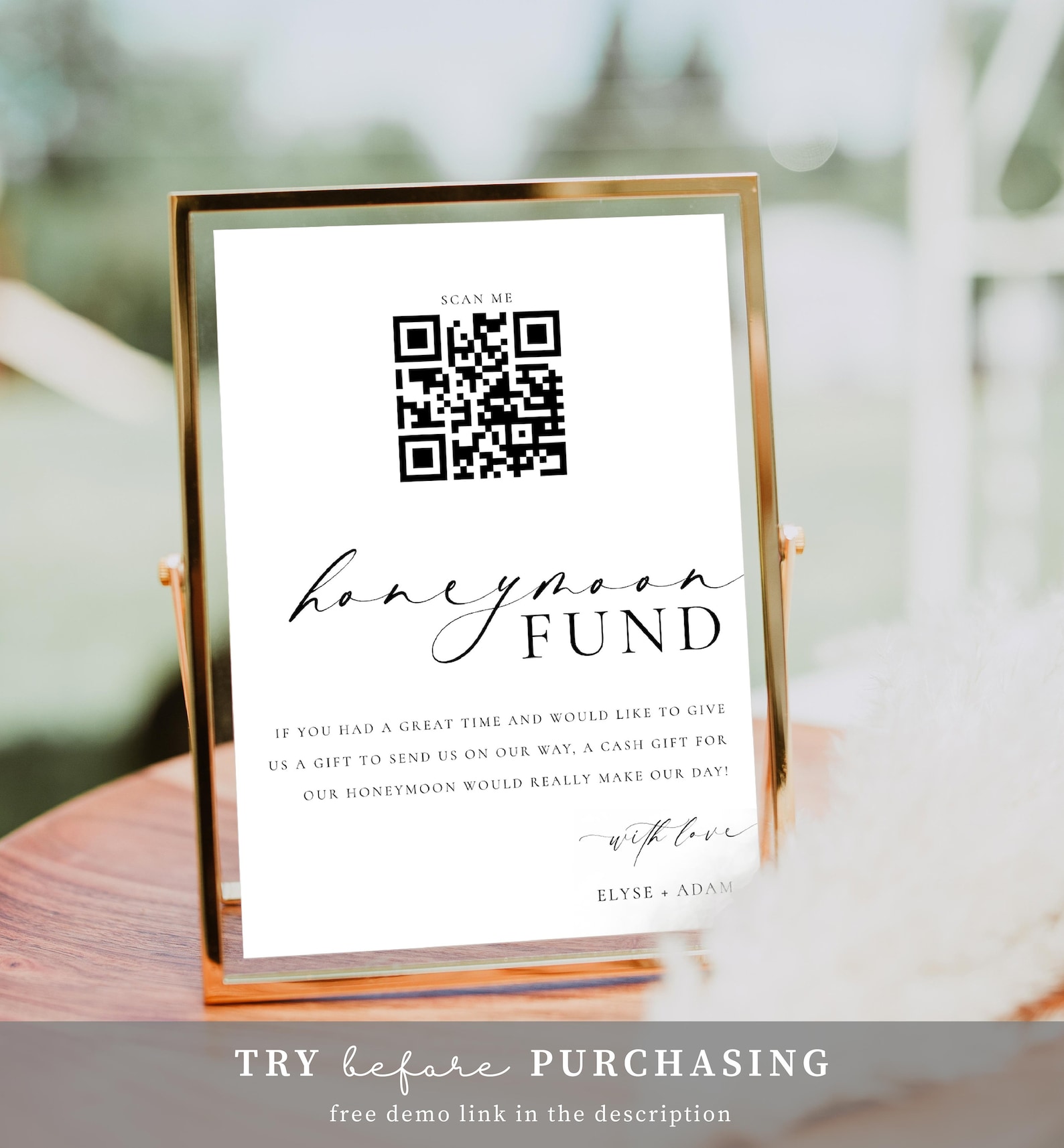 Printable Honeymoon Fund QR Code Wedding Sign Venmo QR Code - Etsy