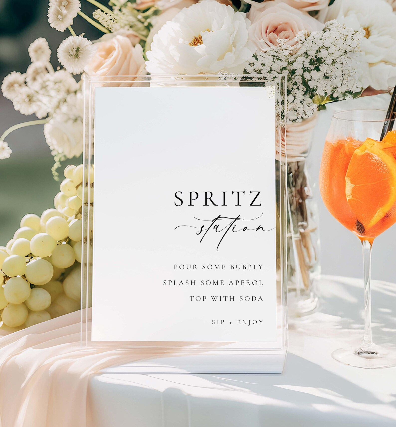 Printable Spritz Station Sign, Modern Minimalist Aperol Spritz Cocktail ...