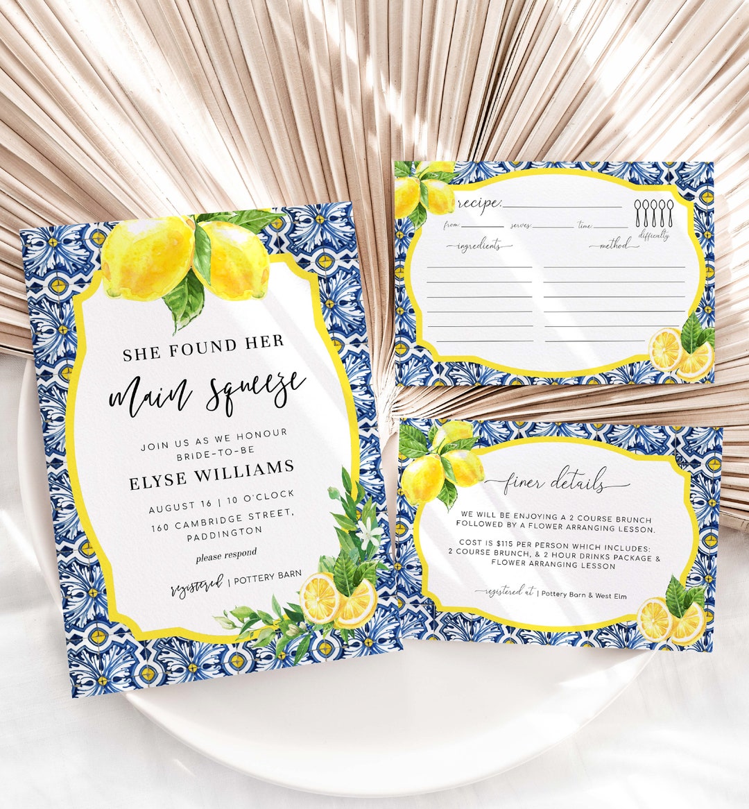 She Found Her Main Squeeze Bridal Shower Printable Invitation, Details ...