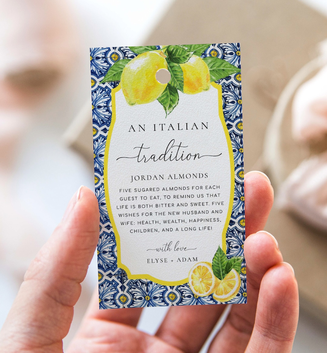 An Italian Tradition Favor Tag, Printable Jordan Almonds Tag, Sugared ...