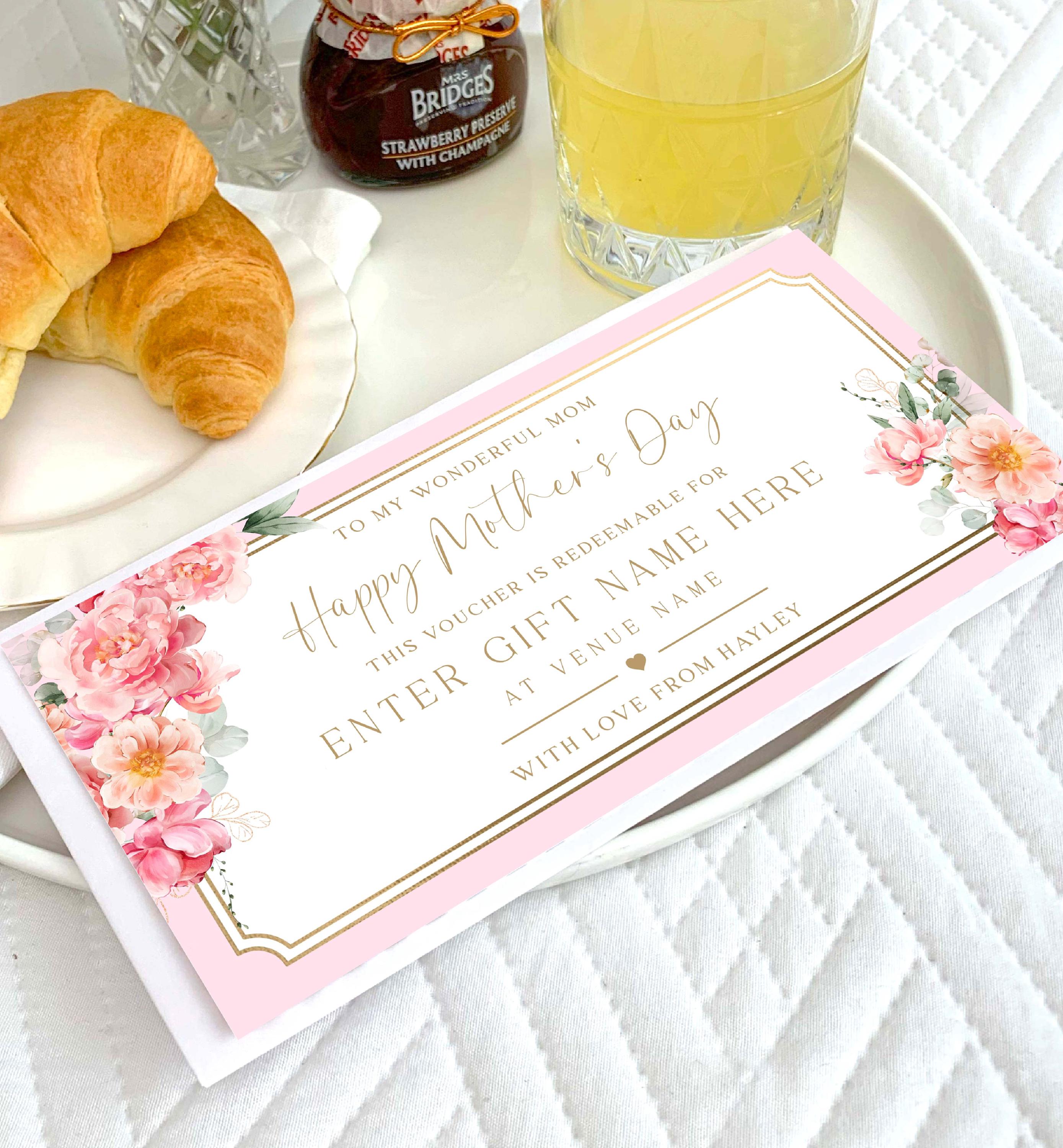 Custom Mother's Day Gift Voucher Template, Printable Mother's Day ...