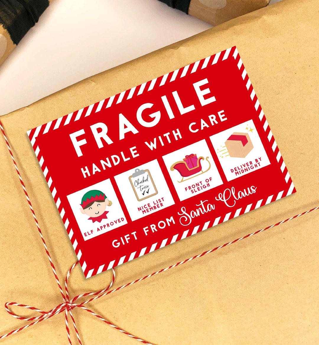 Christmas Fragile Label, Printable Santa's Workshop Fragile Shipping ...