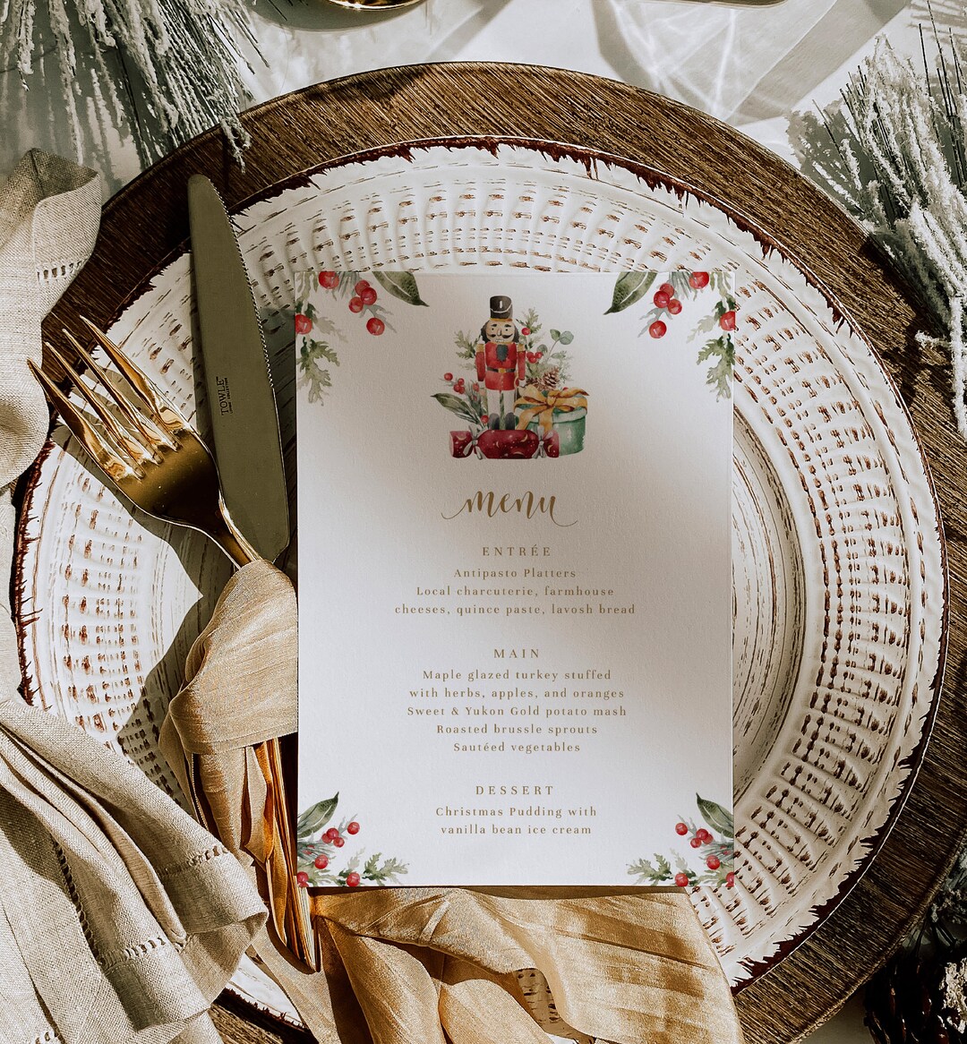 Christmas Menu Card, Christmas Nutcracker Dinner Menu, Holiday Menu ...
