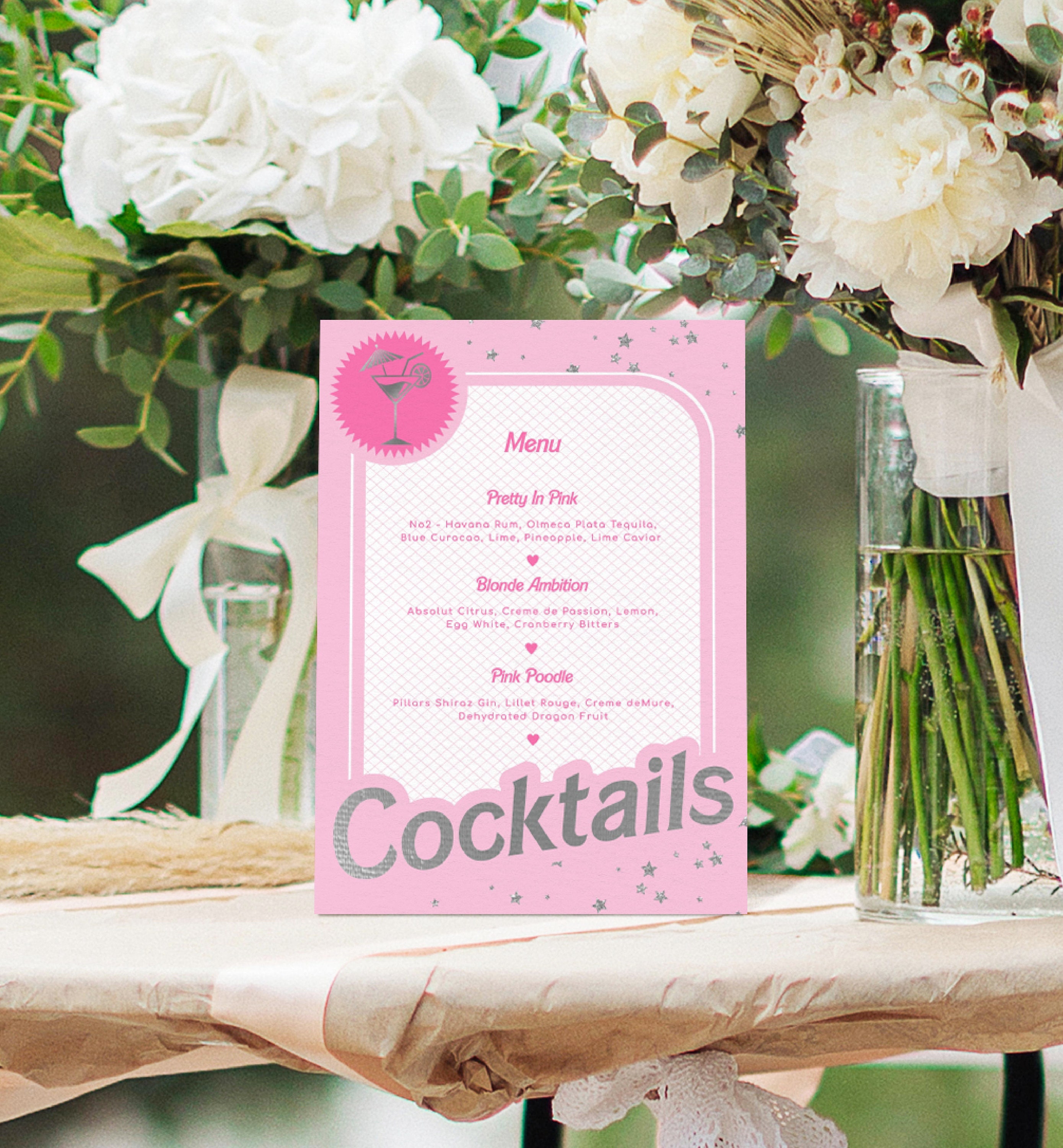 Editable Cocktail Menu Sign Drinks Menu Birthday Party - Etsy Australia