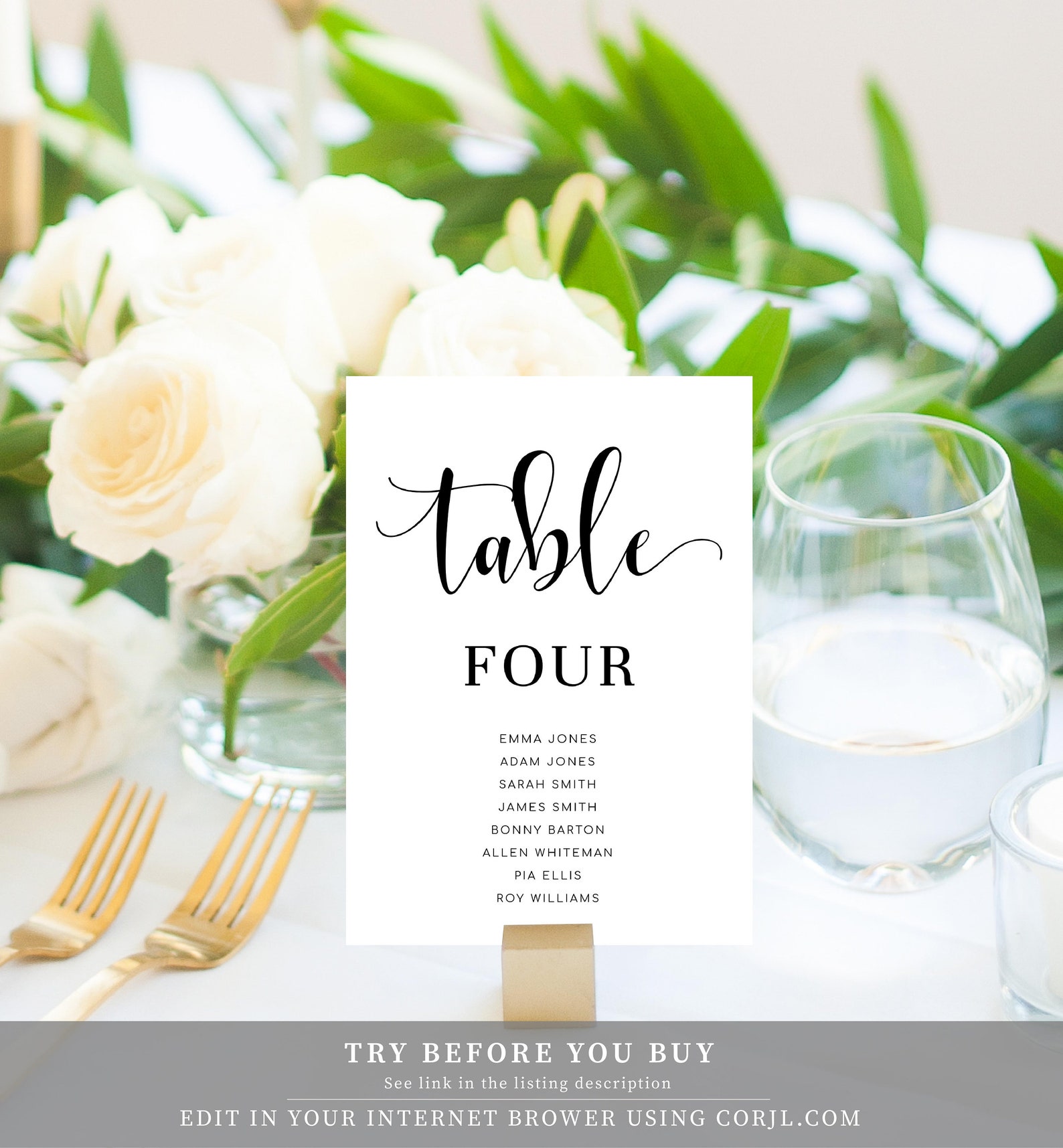 Editable Table Numbers With Guest Names Modern Minimal - Etsy