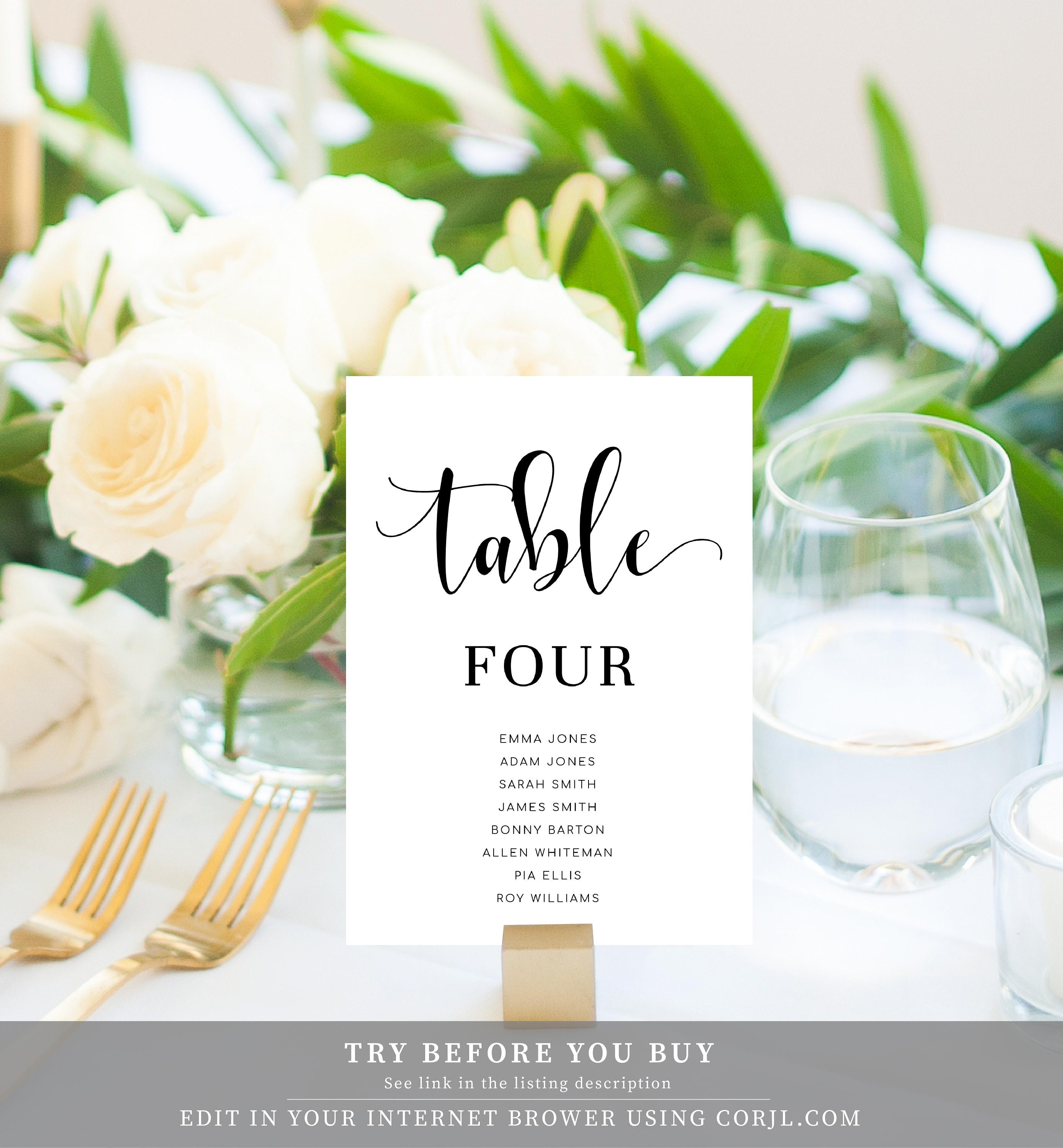 Editable Table Numbers With Guest Names Modern Minimal | Etsy