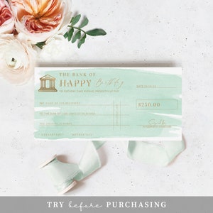 Birthday Cheque Template Fake Bank Cheque Gift Voucher - Etsy Australia