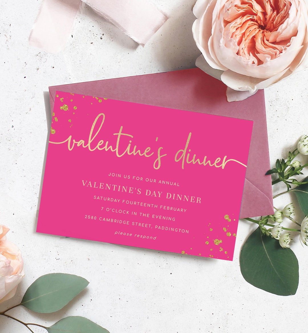 Valentine's Day Dinner Invitation Editable Valentine's Day Dinner Party ...