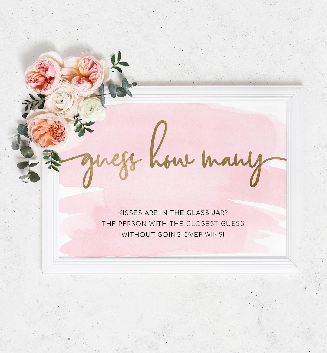 Guess How Many Sign - Pink Watercolour - Printable Bridal and Baby ...