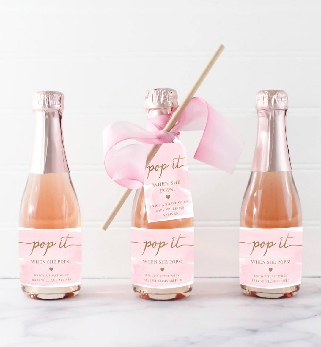 Pop It When She Pops Favor Tag and Bottle Label, Printable Baby Shower ...