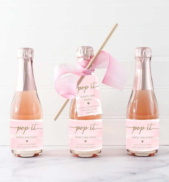 Pop It When She Pops Favor Tag and Bottle Label Baby Shower | Etsy