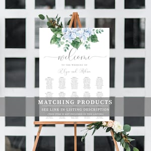 Editable Welcome Template - Blue Hydrangea Wedding Welcome Sign ...