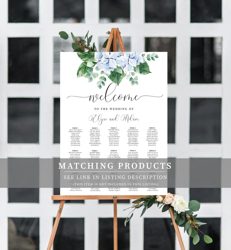 Editable Welcome Template - Blue Hydrangea Wedding Welcome Sign ...