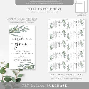 Printable Watch Me Grow Tag Template, Succulent Favor Tag Template ...