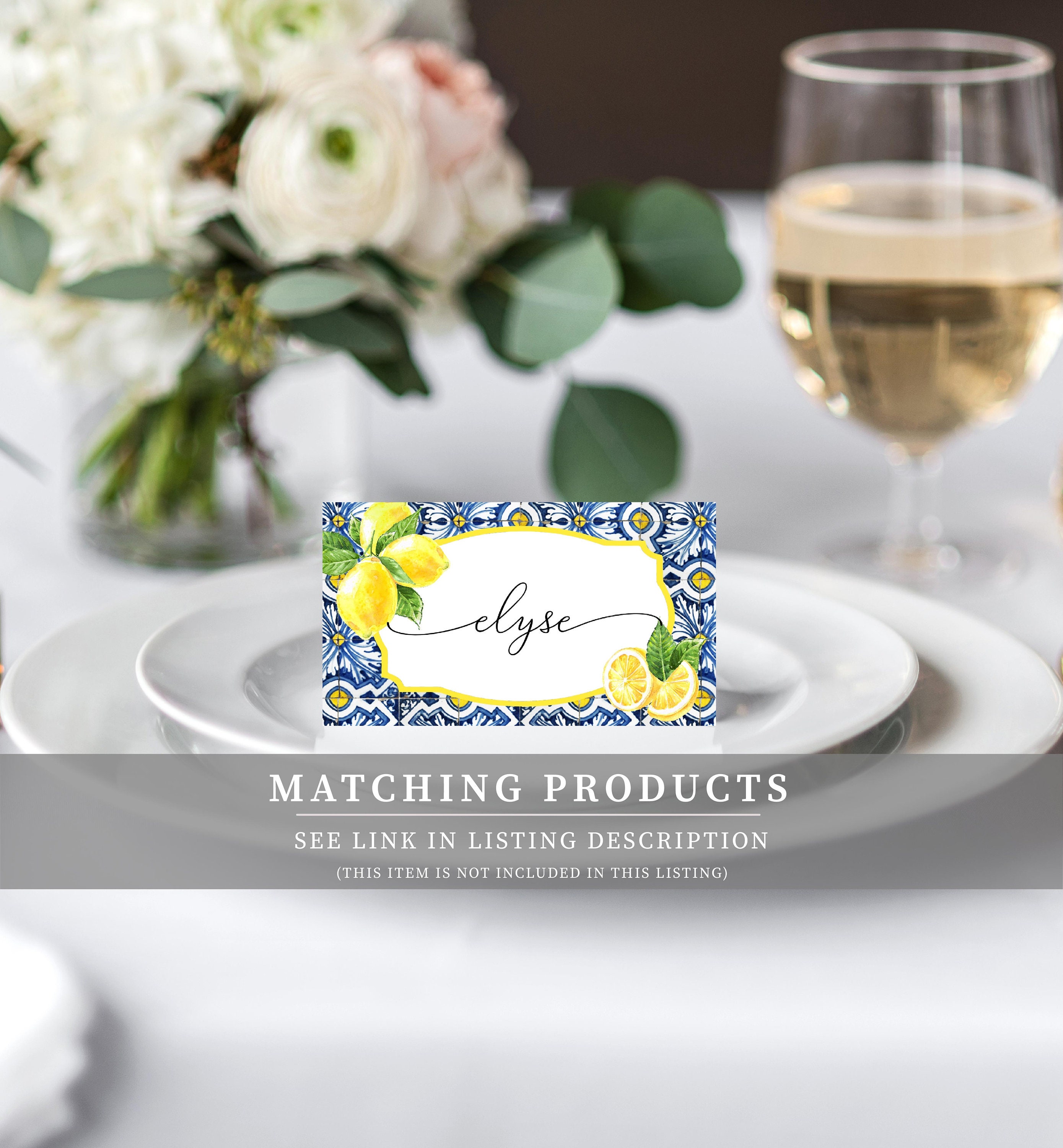 Positano Blue Tile Lemon Custom Text Sign Positano Blue Tile | Etsy