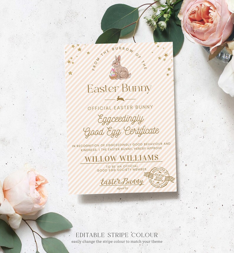 Printable Easter Good Egg Member Certificate, Easter Bunny Eggcellent ...