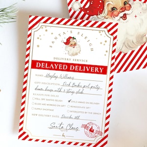 Printable Delayed Gift Notice, Lost Christmas Present Note, Running ...