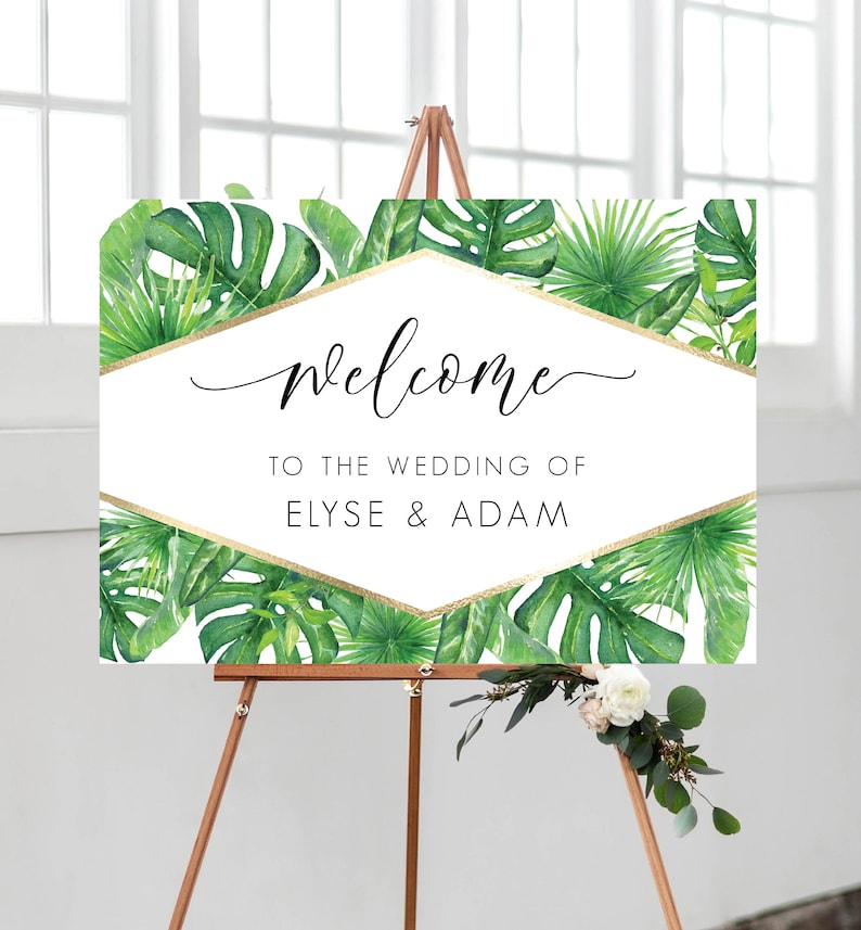 Tropical Greenery Welcome Sign Wedding Welcome Sign Bridal - Etsy