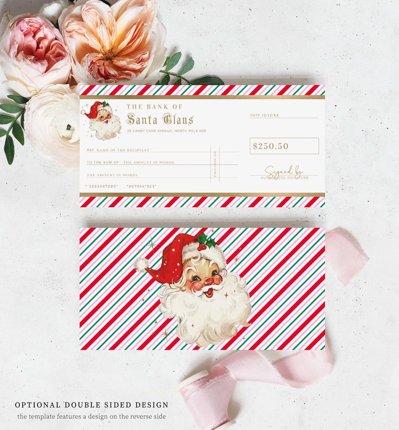 Santa Bank Christmas Cheque, Fake Bank Cheque Gift Voucher, Custom ...