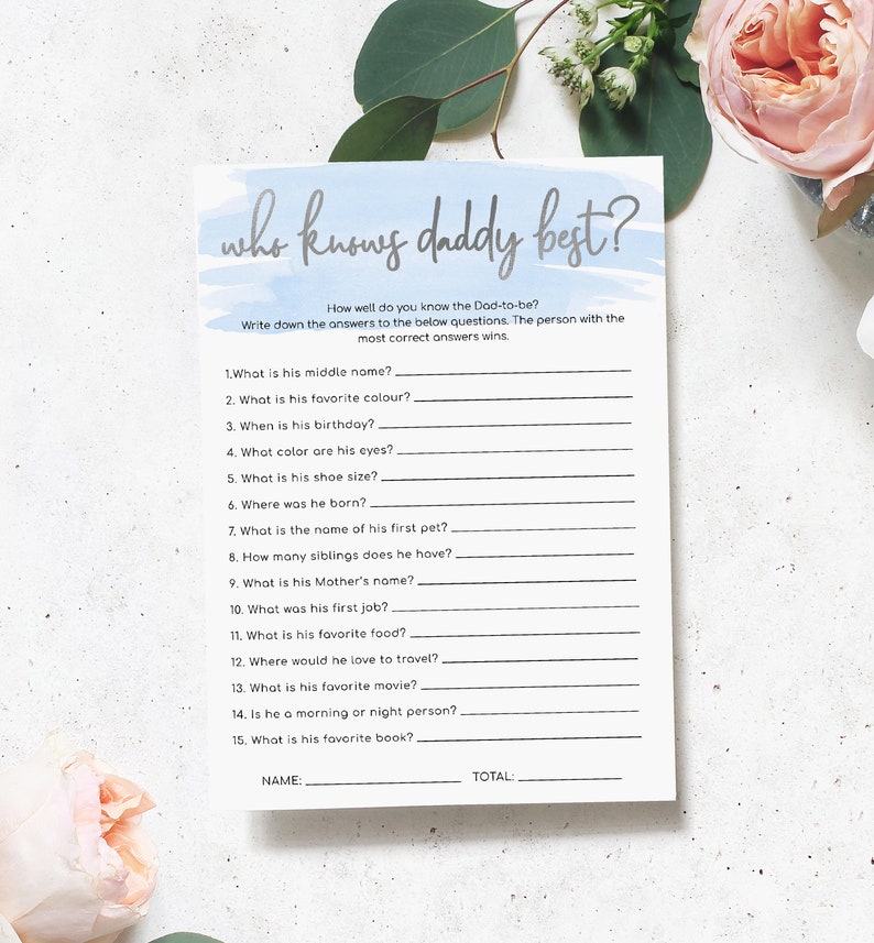 Who Knows Daddy Best How Well Do You Know Daddy Game Blue - Etsy