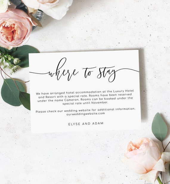 Printable Wedding Accommodations Card Minimalist Wedding - Etsy