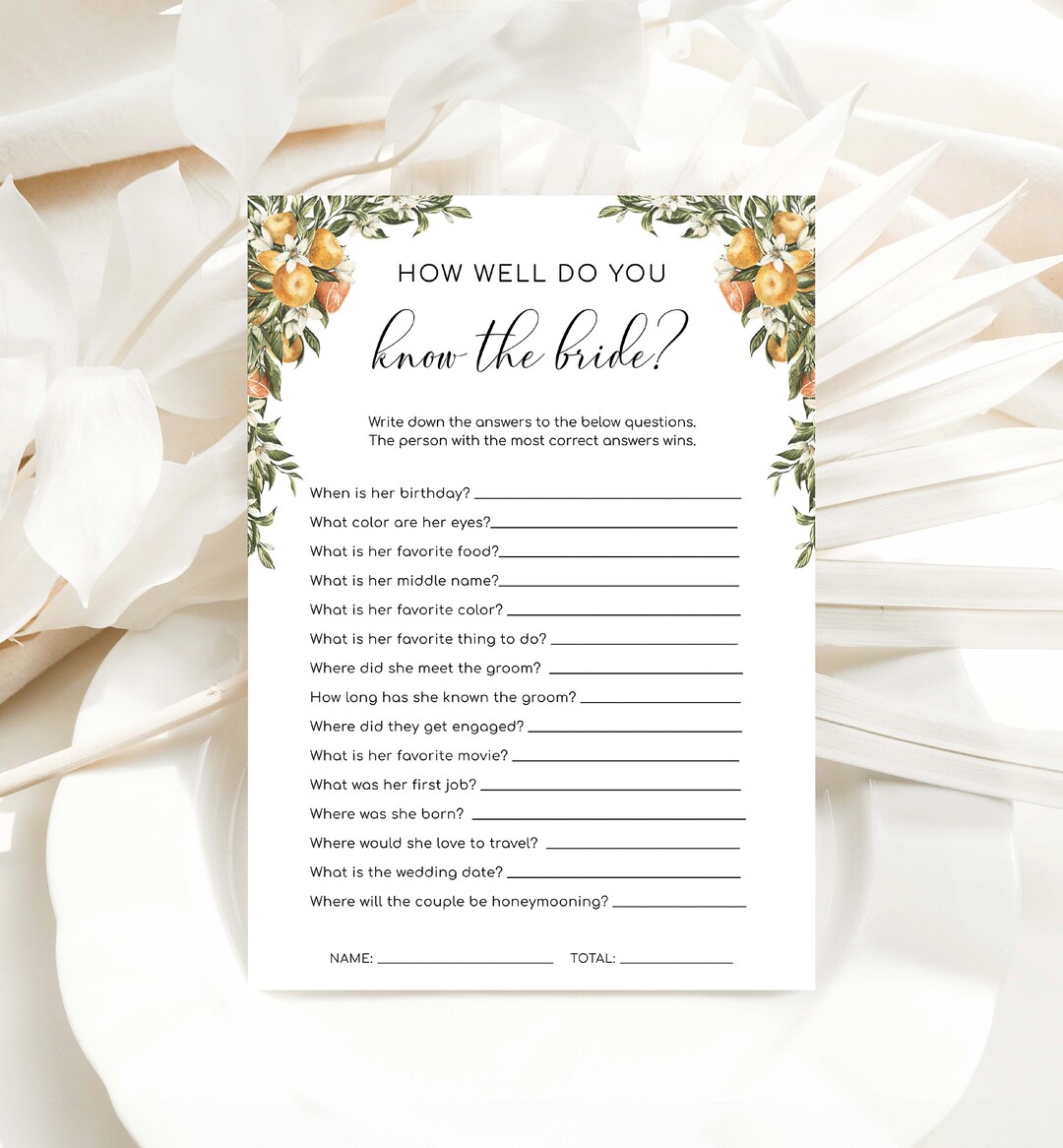 How Well Do You Know the Bride Game Card, Know the Bride Best Game ...