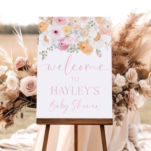 Printable Welcome Sign Template, Printable Spring Floral Baby Shower ...