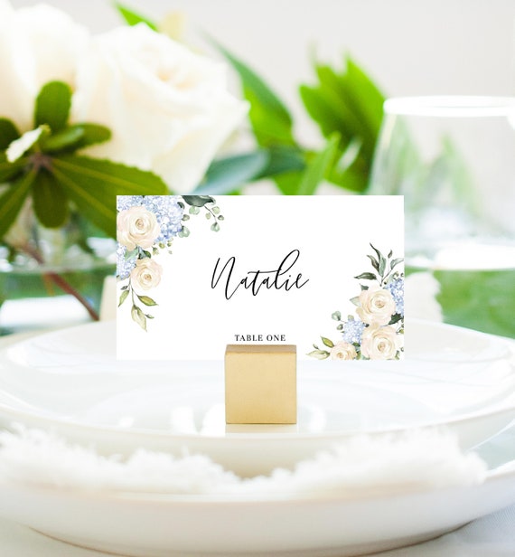 White flower place card holder store