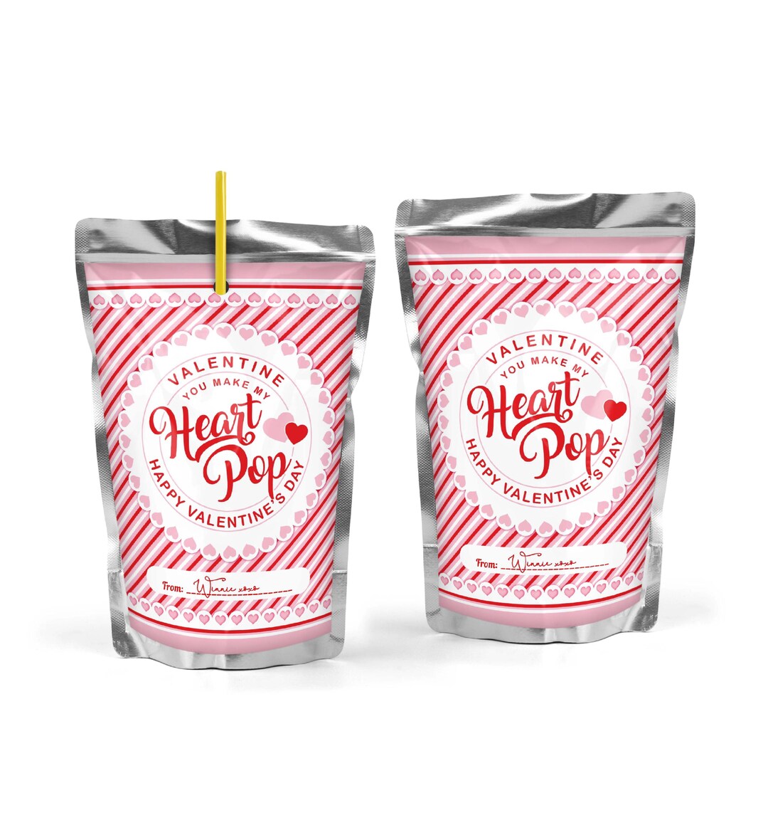 Printable Juice Pouch Label, You Make My Heart Pop Juice Bottle Label ...
