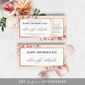 Happy Mother's Day Gift Voucher, Fully Custom Printable Gift ...