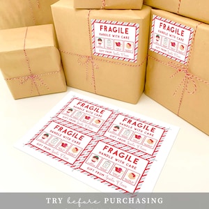 Christmas Fragile Label, Printable Santa's Workshop Fragile Shipping ...