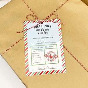 Printable North Pole Special Delivery Gift Tag, Santa's Workshop Gift ...