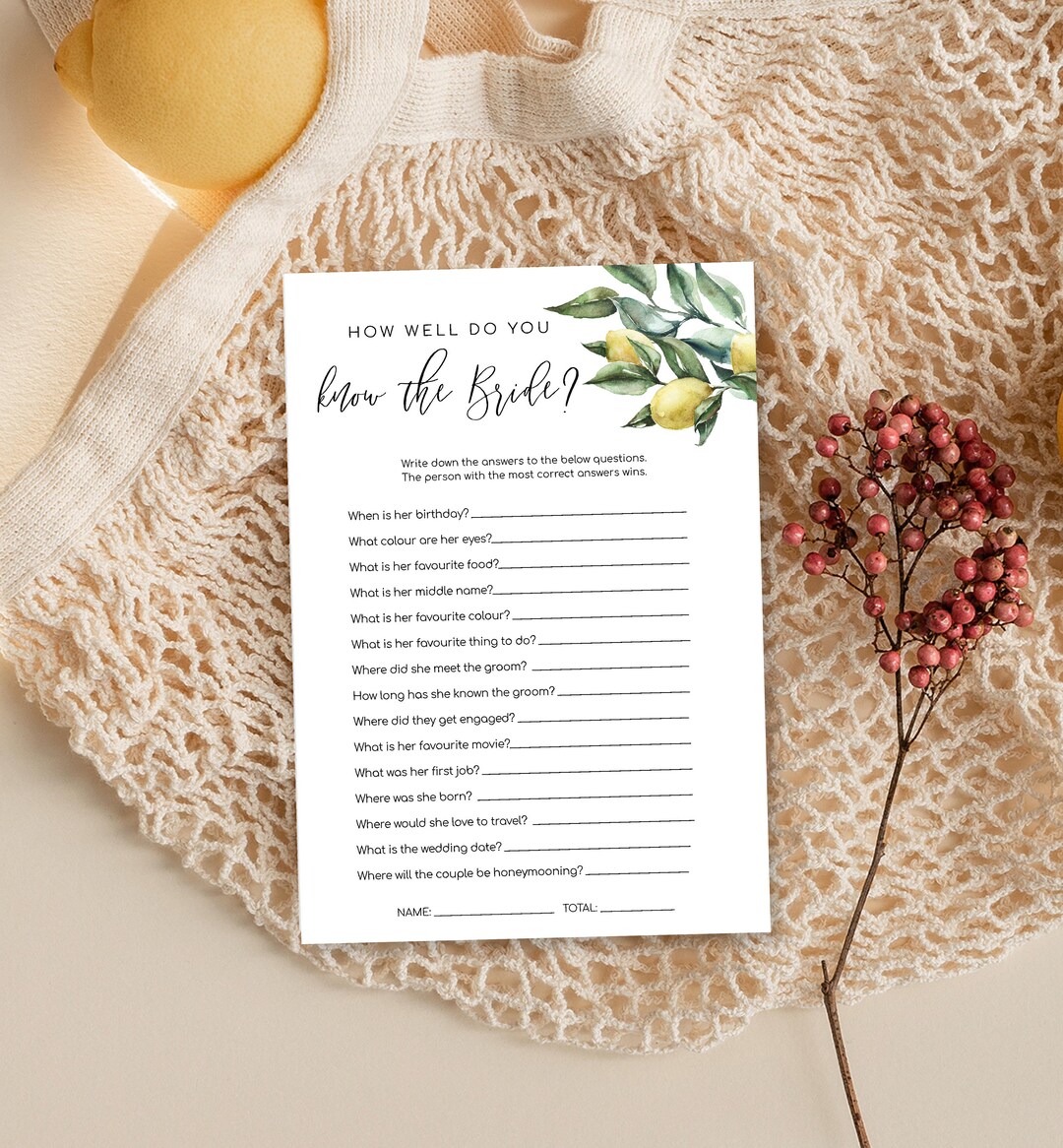 Editable How Well Do You Know the Bride Trivia Game - Printable Italian ...