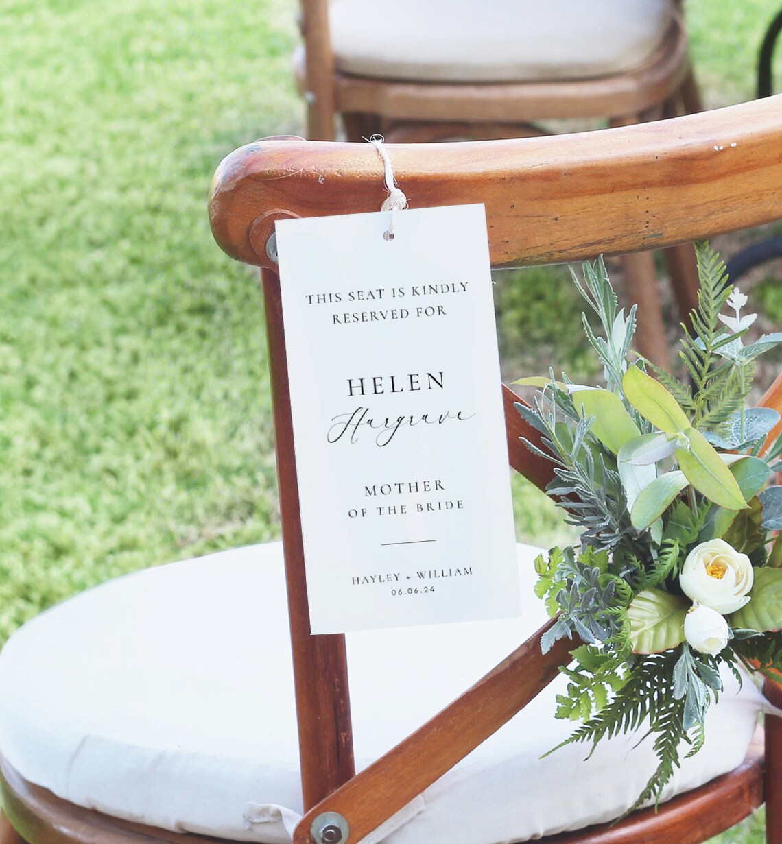 Printable Reserved Seat Tag, Wedding Reserved for Seating Tag ...