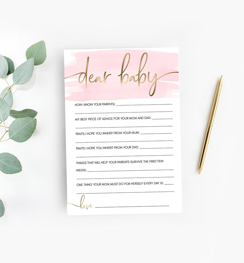 Pink Baby Shower Dear Baby Game Wishes To Baby Couples | Etsy